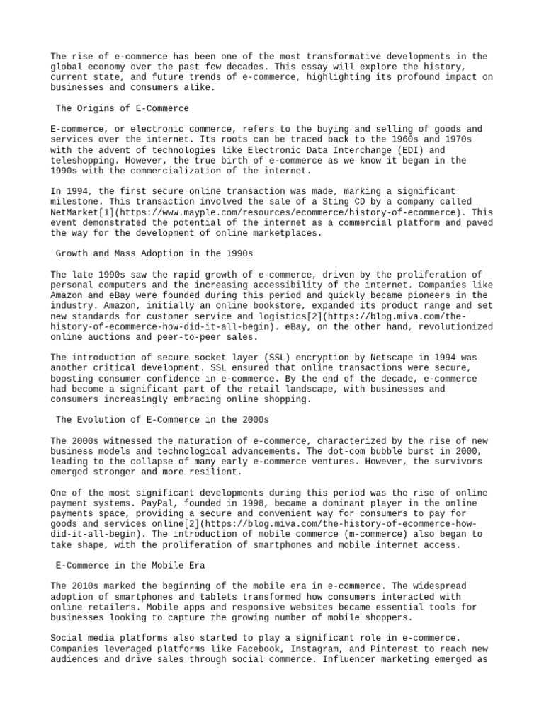The Origins of E-Commerce | PDF | E Commerce | Online Shopping
