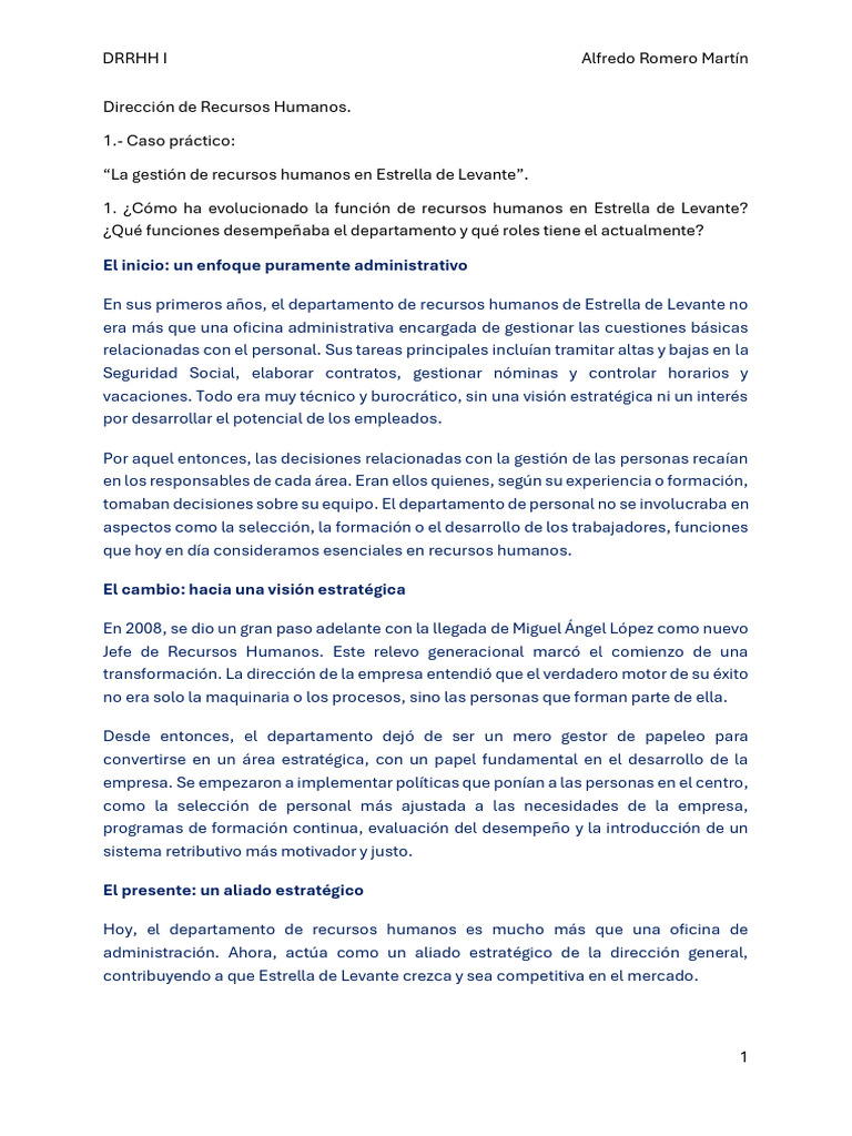 DRRHH I, Act Evaluables | PDF | Gestión de recursos humanos | Business