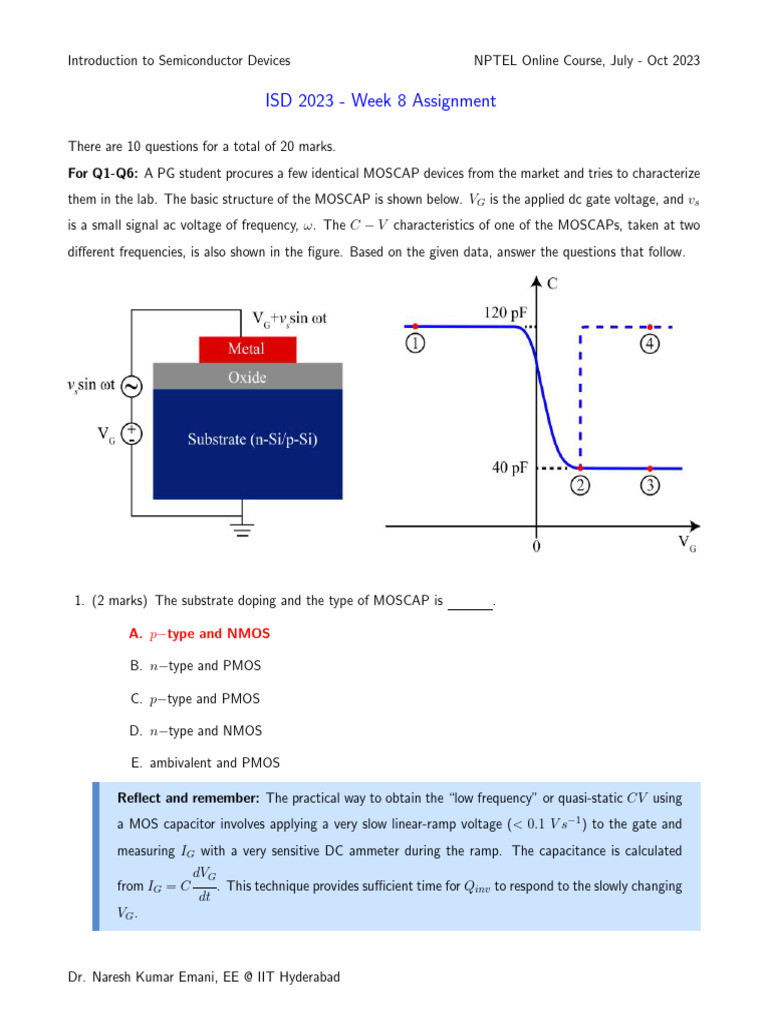 MOSCAP Characterization and C-V Analysis | PDF | Mosfet | Solid State Engineering