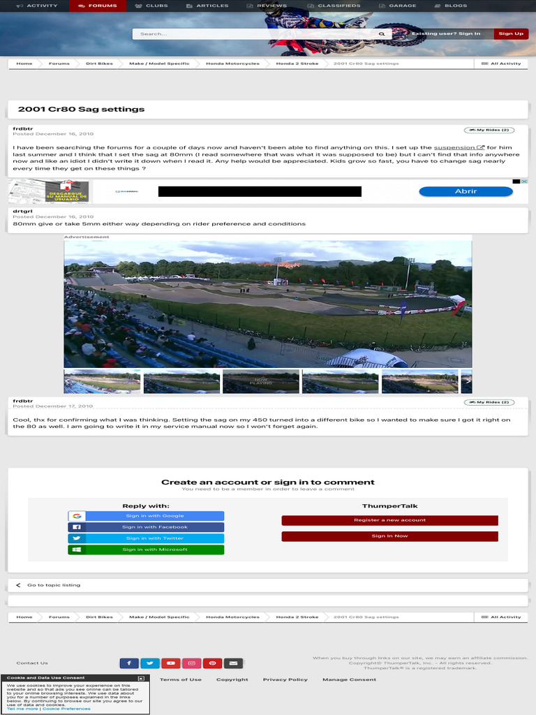 2001 Cr80 Sag Settings - Honda 2 Stroke - ThumperTalk | PDF | Http Cookie | Motorcycle