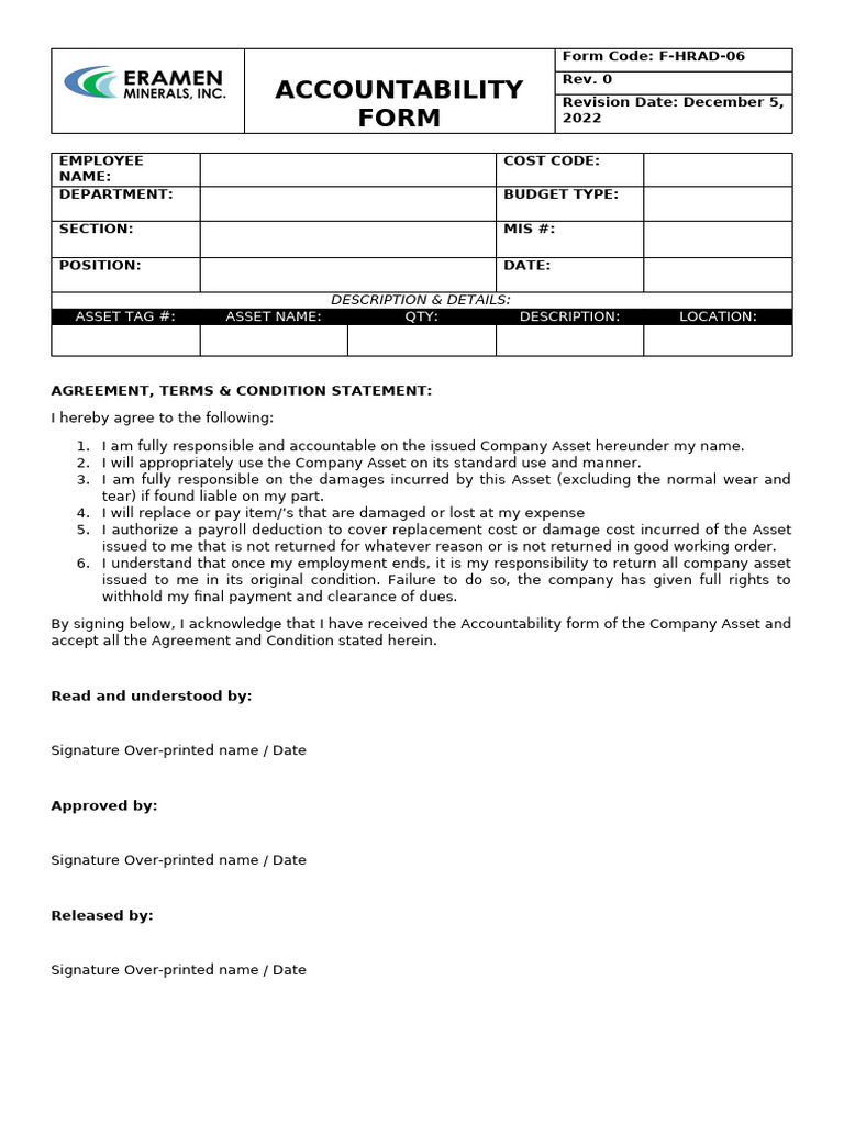 F-HRAD-06 ACCOUNTABILITY FORM | PDF