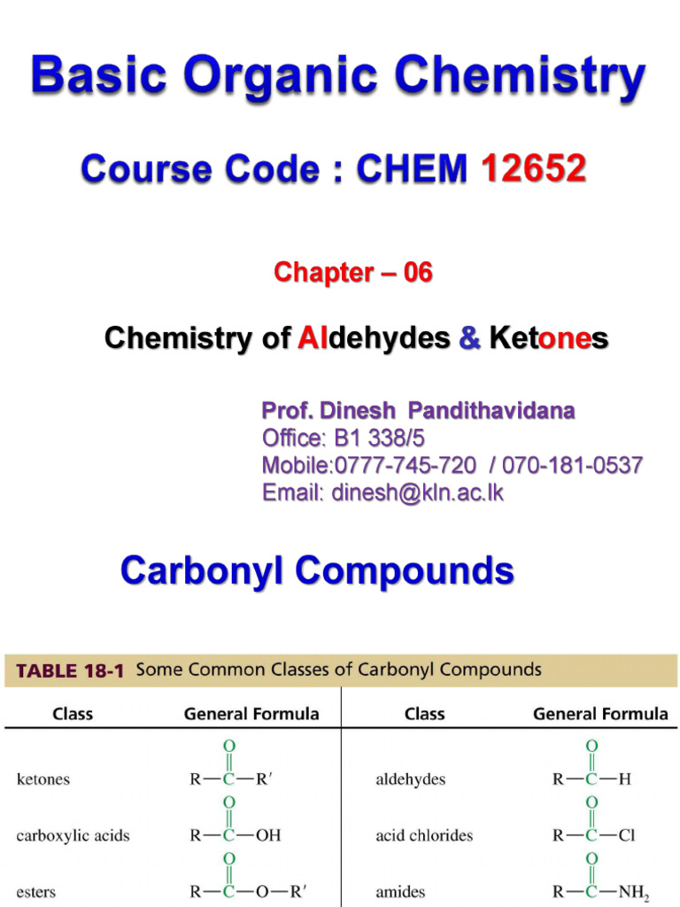 Chapter - 06 Chemistry of Aldehydes Ketones | PDF | Aldehyde | Ketone