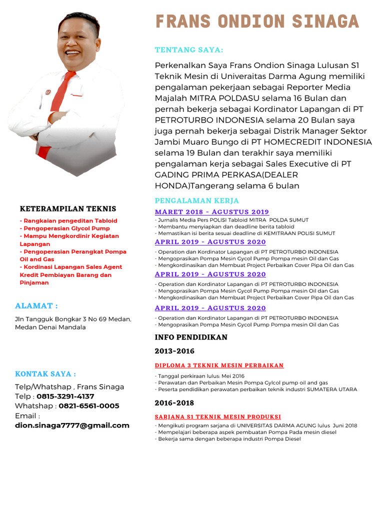 Profil Karier Frans Ondion Sinaga | PDF