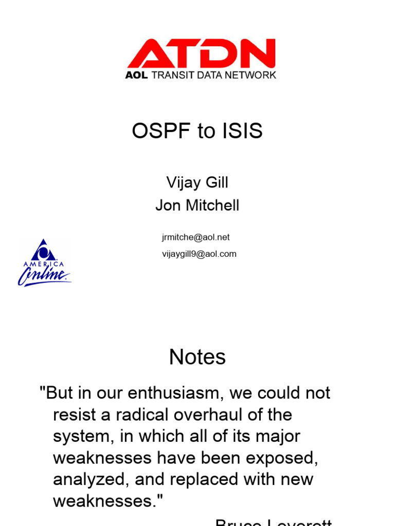 ATDN migration from OSPF to ISIS | PDF | Wide Area Network | Telecommunications