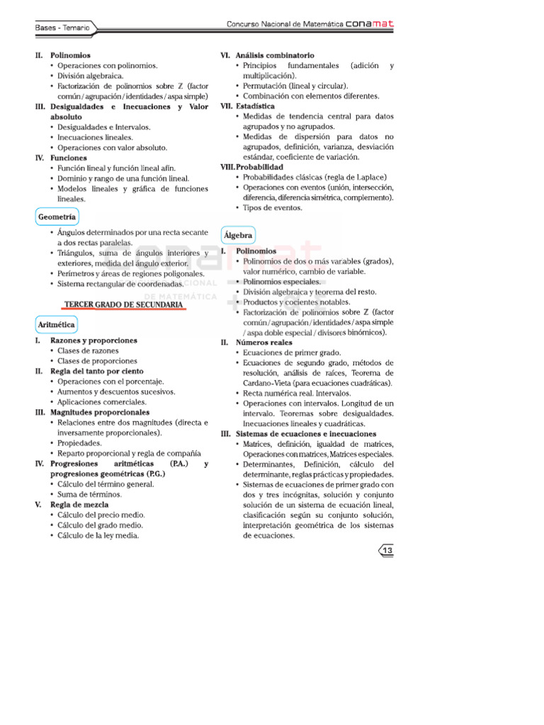 Temario Conamat | PDF