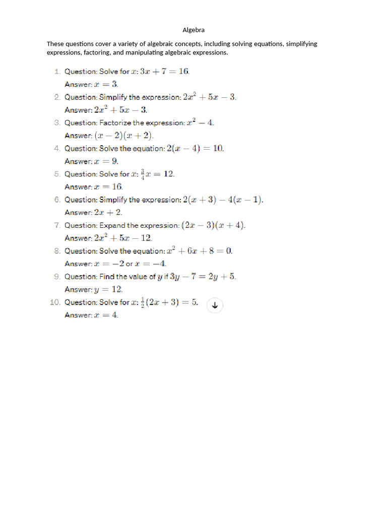 Intro to Basic Algebra Concepts | PDF