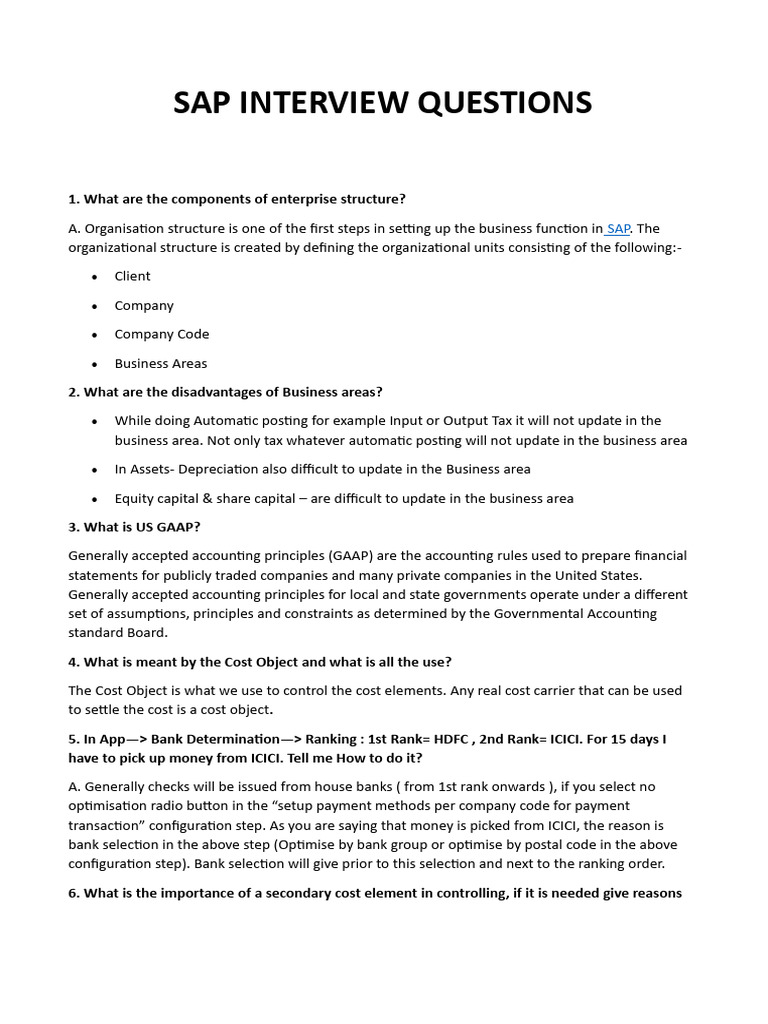 Sap Interview Questions | PDF | Debits And Credits | Accounts Payable