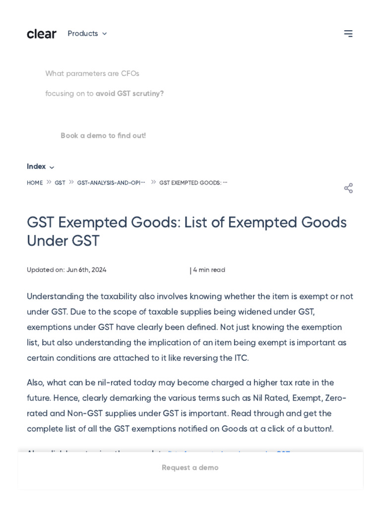 GST Exempted Goods List 2024 | PDF | Value Added Tax | Taxes