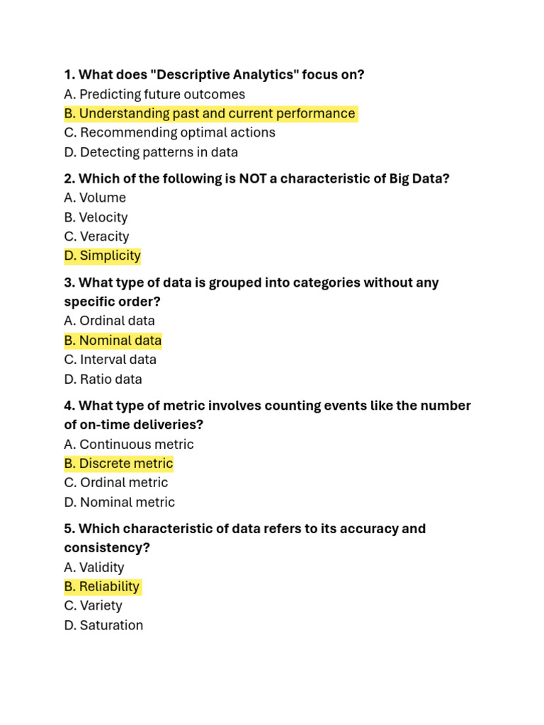Data Analytics Concepts and Metrics Guide | PDF | Level Of Measurement ...