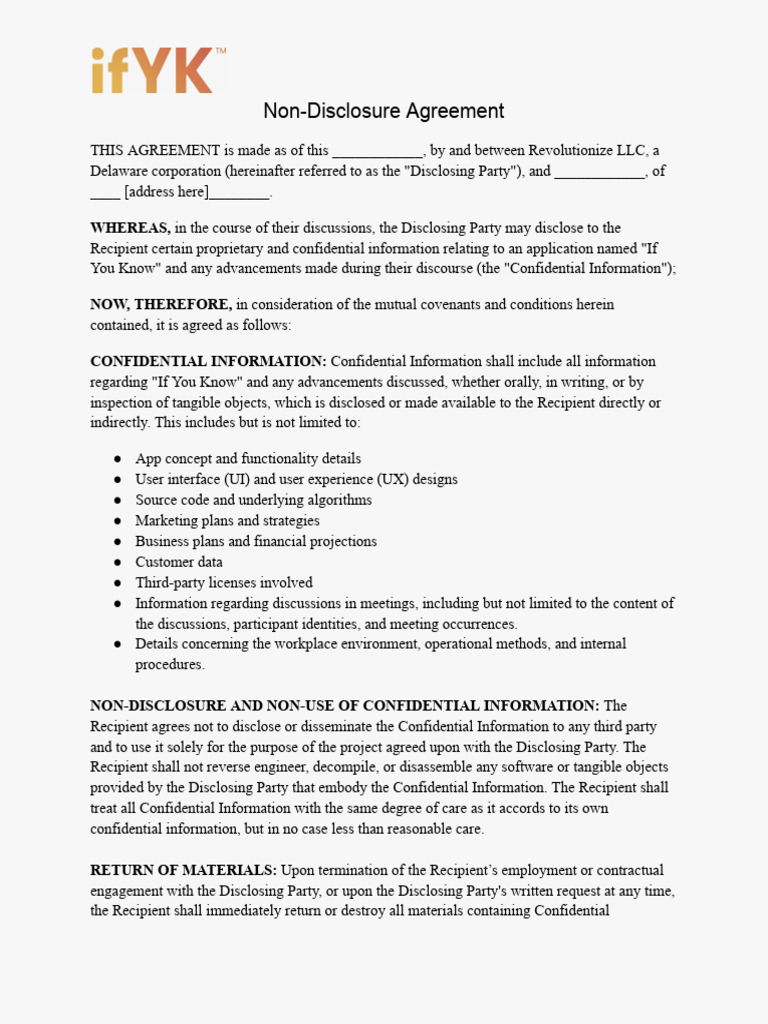 Non-Disclosure Agreement: Whereas | PDF | Non Disclosure Agreement ...
