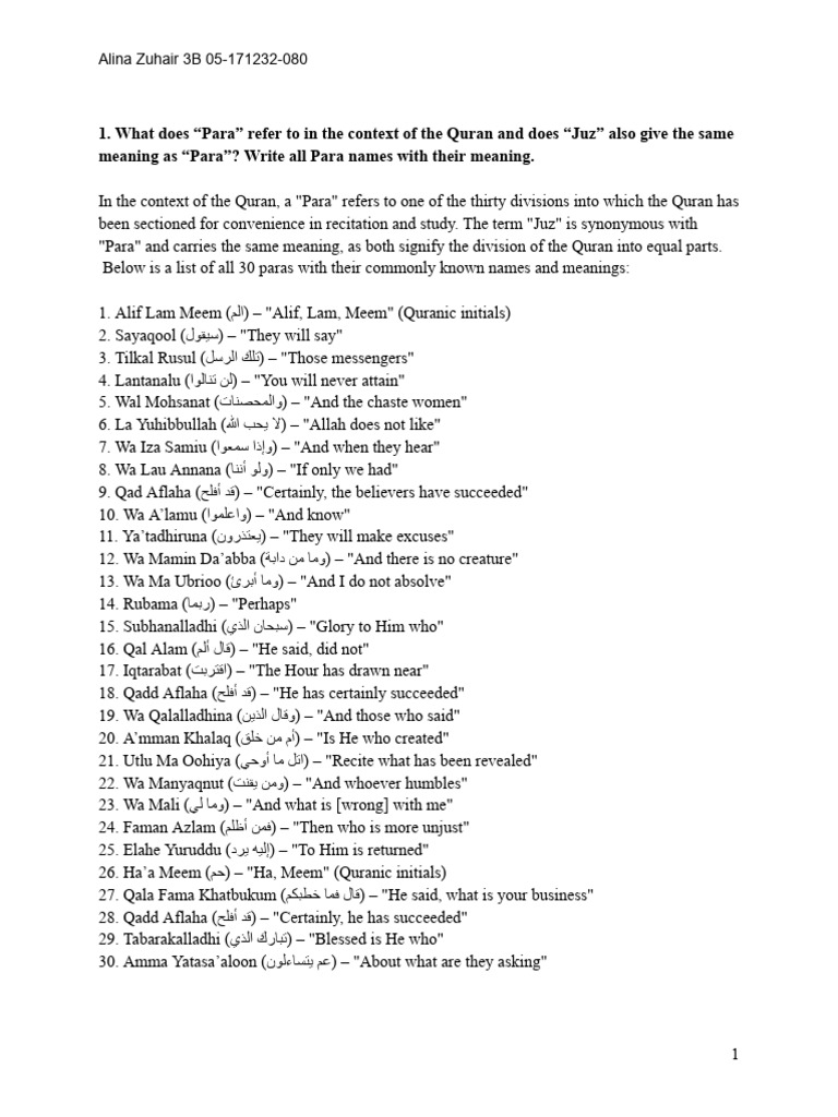 Understanding Quran Assignment | PDF | Tawhid | Quran