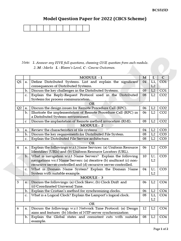 BCS515D Model Set 1 Paper | PDF | Computer Science | Computer Architecture