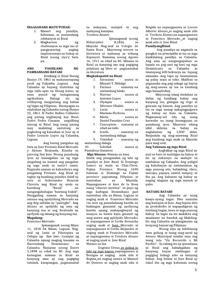 Phili 1100: Life and Works of Rizal | PDF