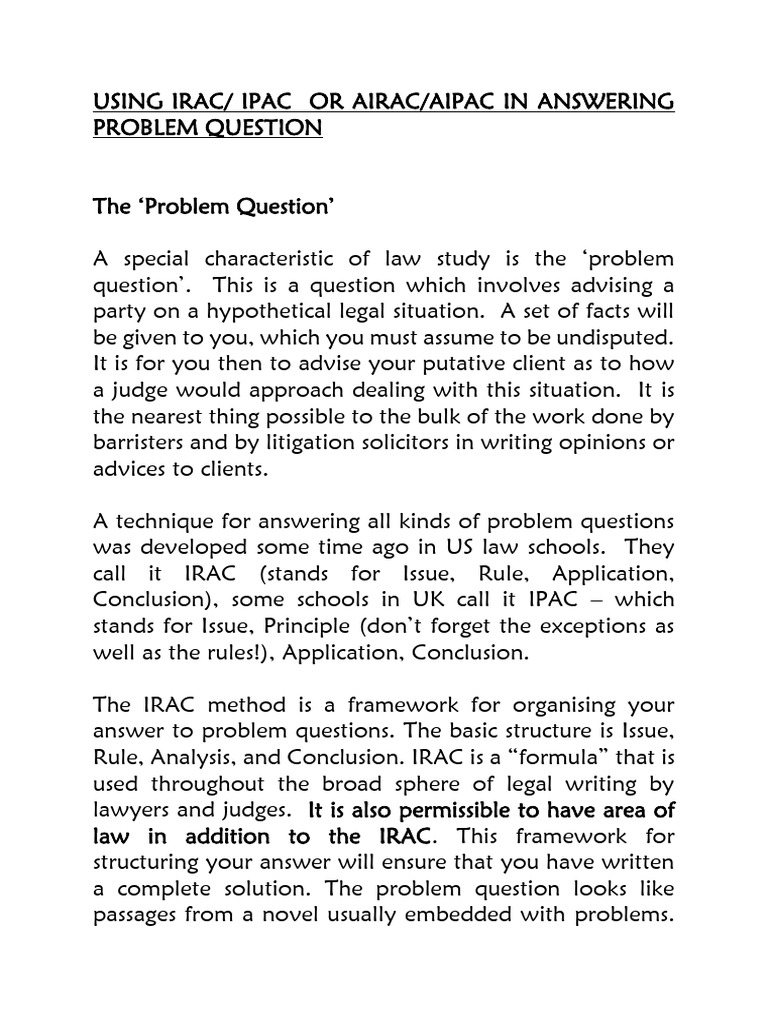 RECOMMENDED APPROACH TO IRAC IN ANSWERING PROBLEM | PDF | Breach Of Contract | Misrepresentation