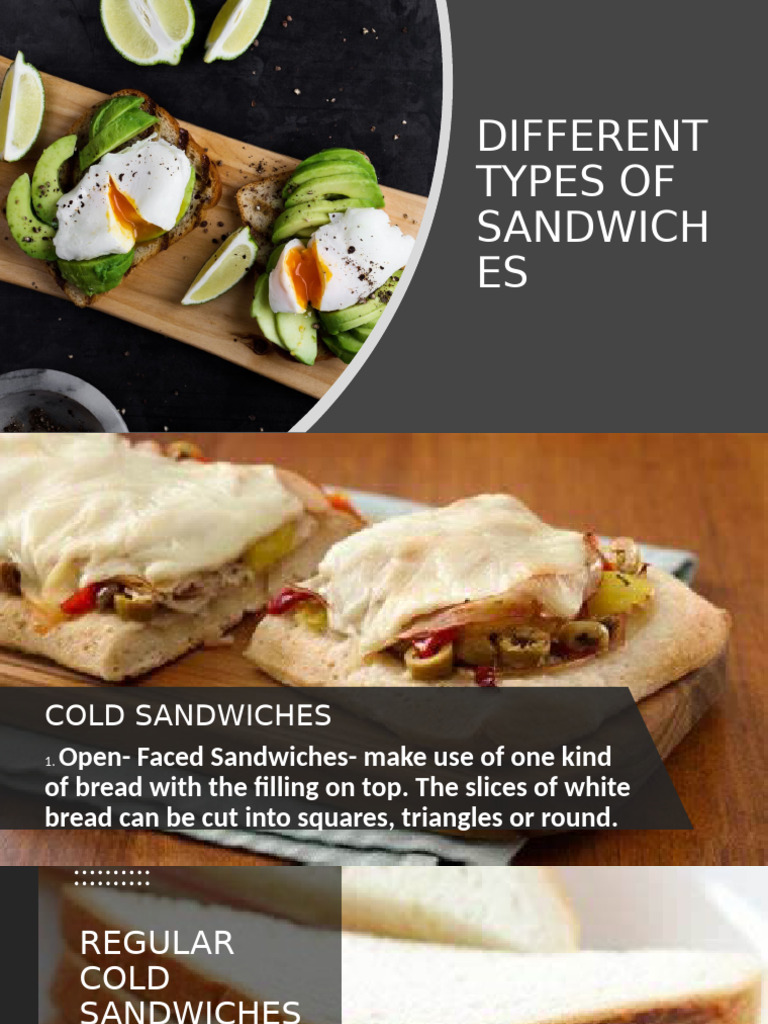 Types of Sandwiches Explained | PDF | Sandwich | Grilling