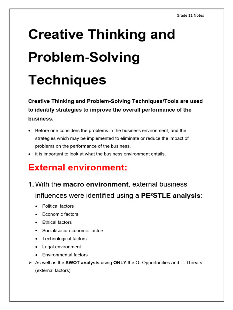 Other Problem Solving Tools | PDF | Swot Analysis | Competitive Advantage