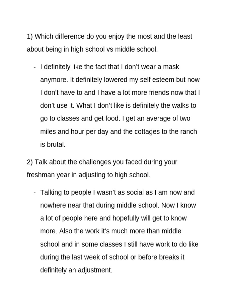 High School Experience: Challenges & Goals | PDF