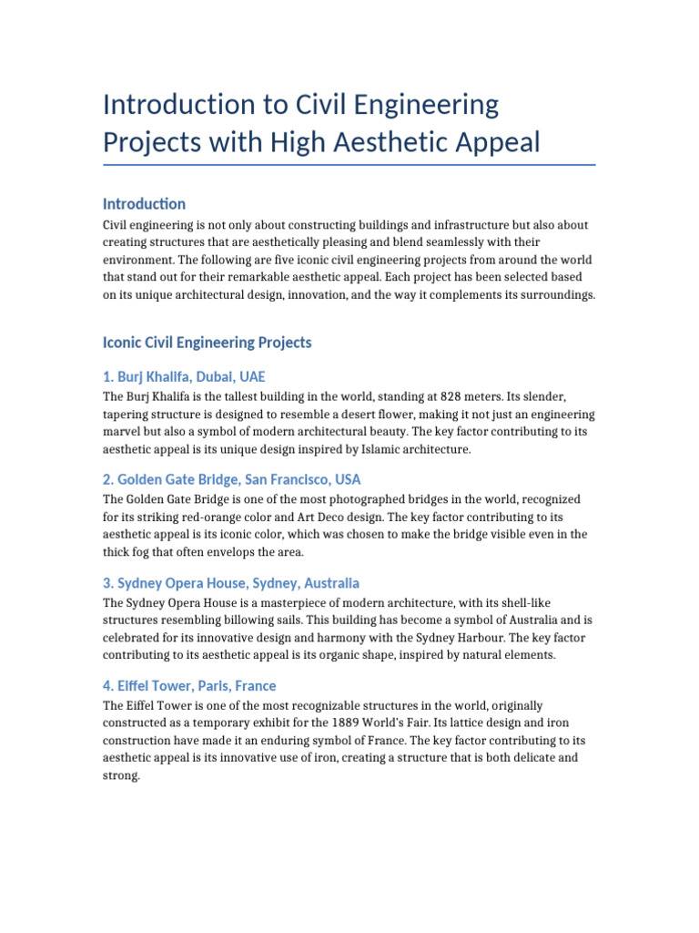 Civil_Engineering_Projects_Introduction | PDF | Aesthetics | The Arts