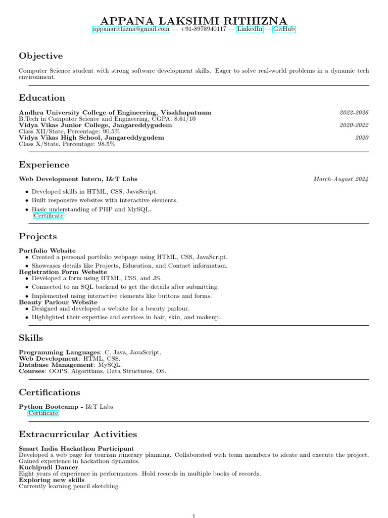 Resume 1 | PDF