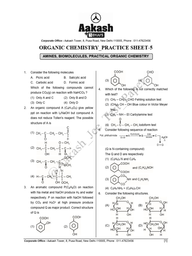 Amines, Biomolecules & POC - Watermark | PDF | Chemical Reactions | Amine