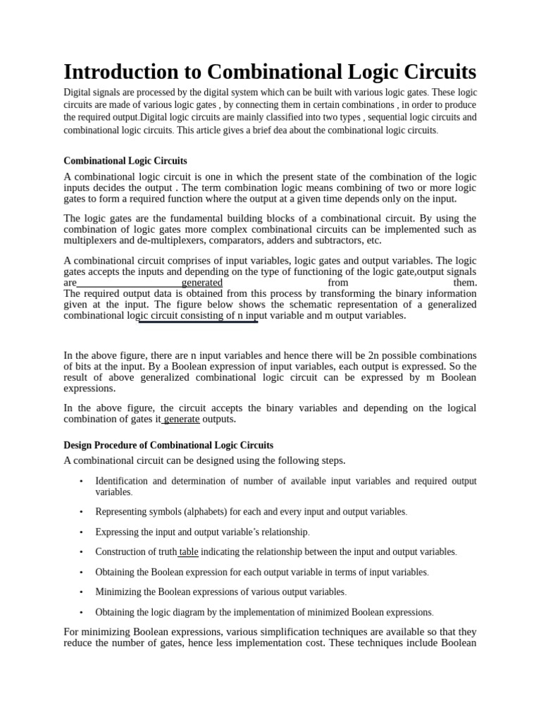TCS 205 Introduction To Combinational Logic Circuits 22-1 | PDF | Logic Gate | Digital Electronics