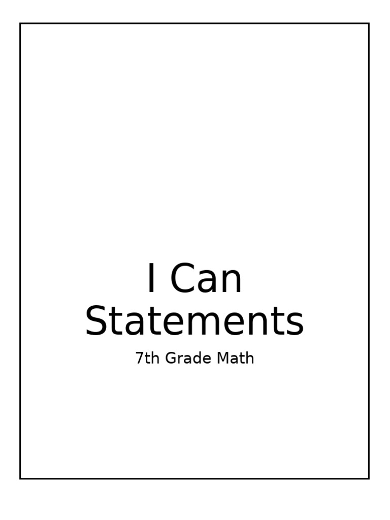Grade 7 Math I Can Statements-Full Page | PDF | Division (Mathematics ...
