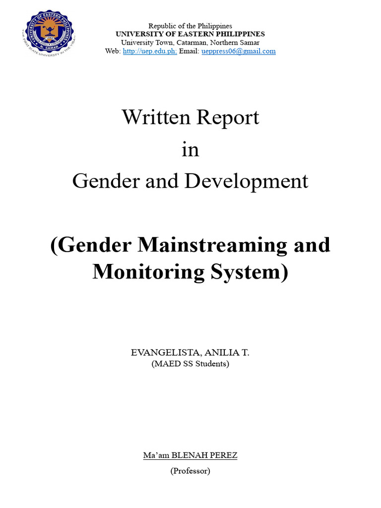 Gender Mainstreaming in the Philippines | PDF | Gender Equality ...