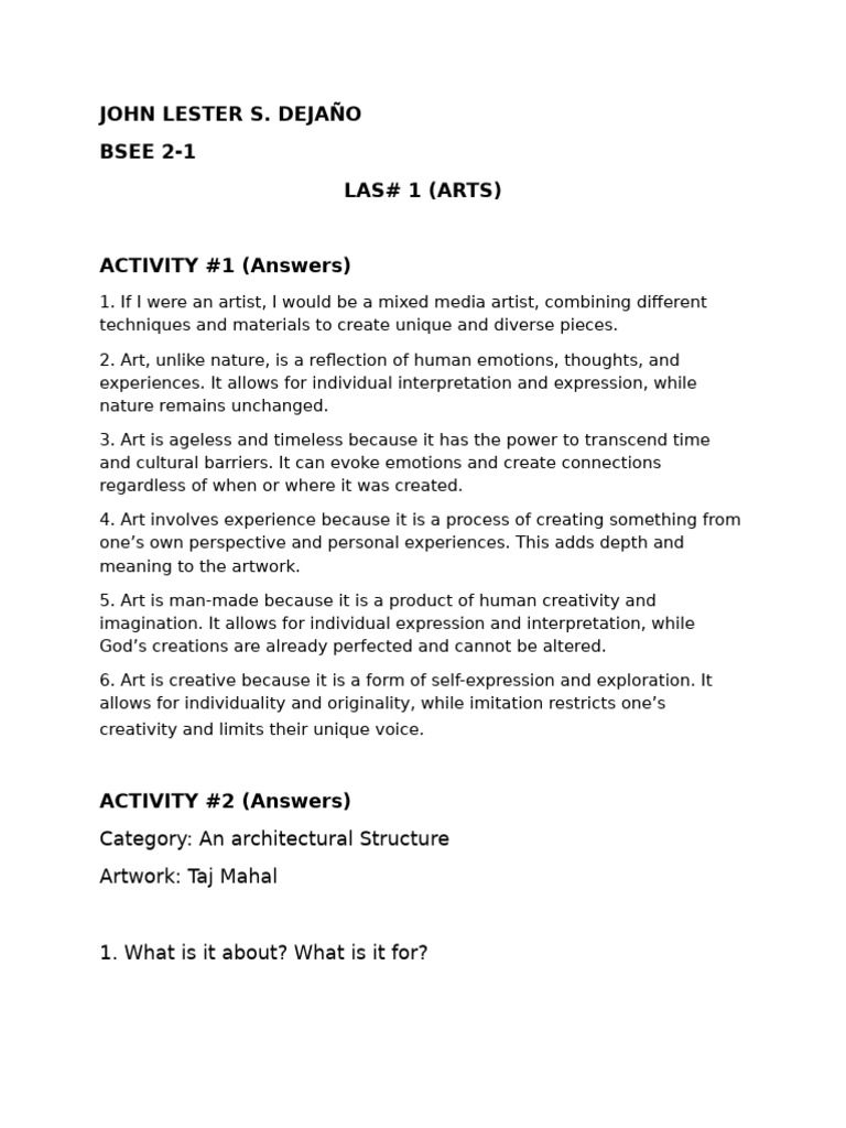LAS 1 (ARTS) | PDF