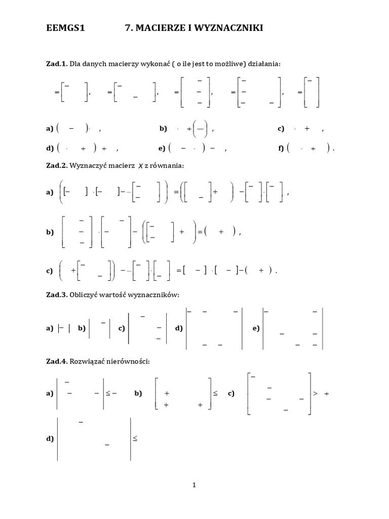 7 Macierze, wyznaczniki | PDF