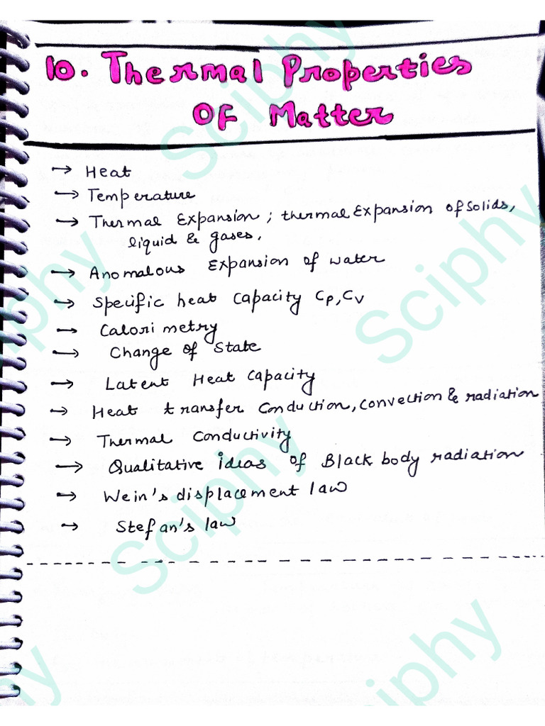 Thermal Properties of Matter Handwritten Notes | PDF