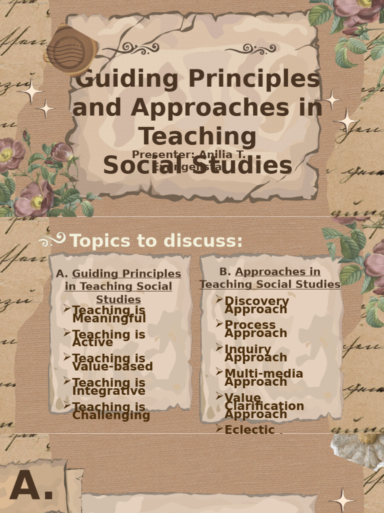 Methods Guiding Principles in Teaching Social Studies. | PDF | Learning | Teachers