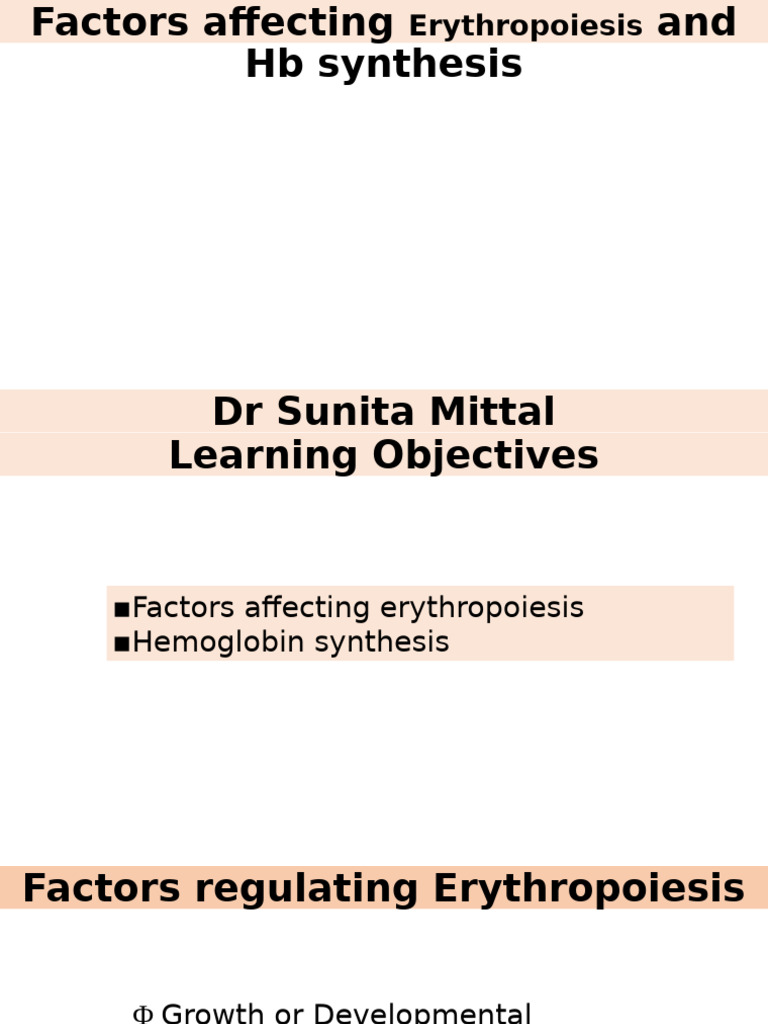 Lec 6 Hematology Hb Synthesis | PDF