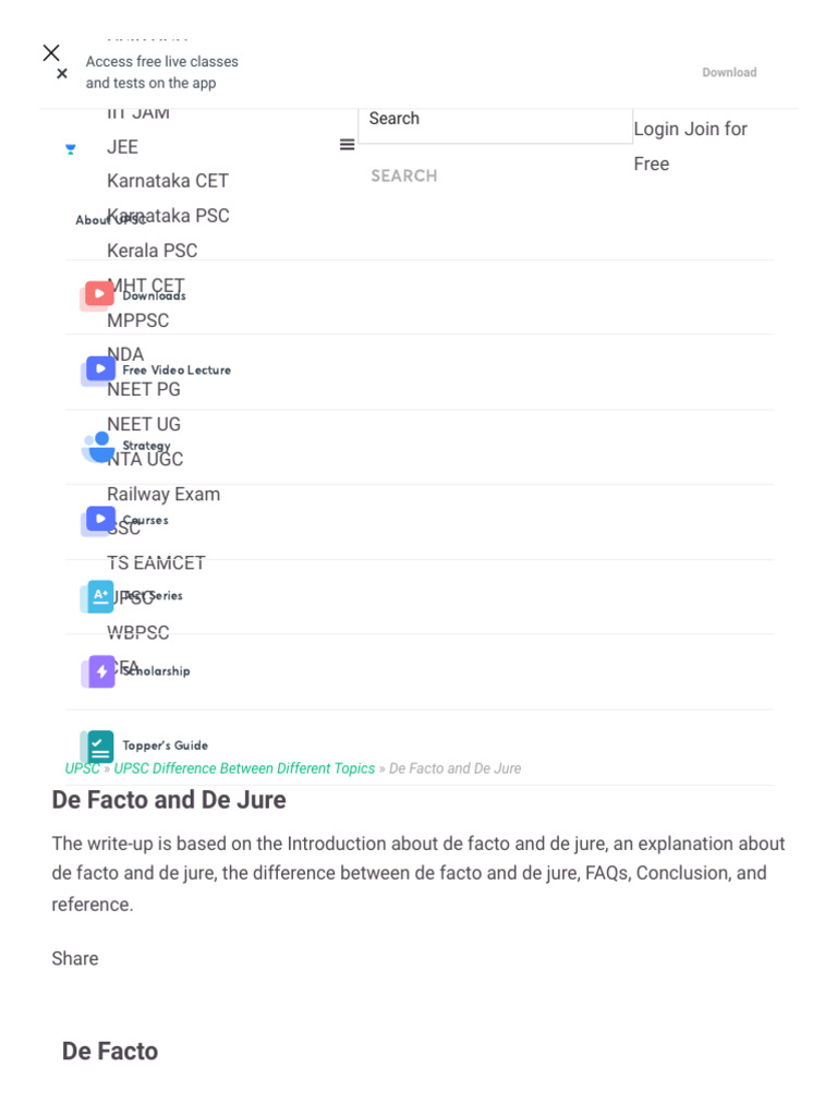 UPSC Difference Between - de Facto and de Jure Recognition | PDF | De Facto
