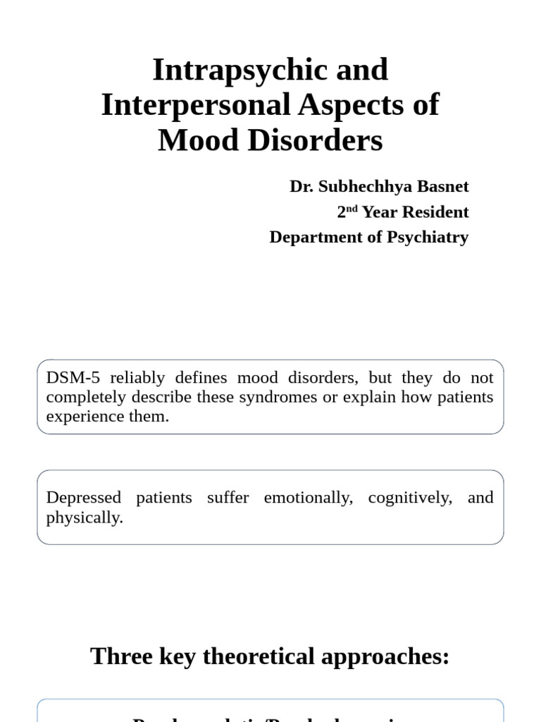 Intrapsychic and Interpersonal Aspects of Mood Disorders | PDF ...