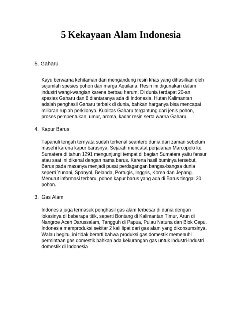 Kekayaan Alam Indonesia | PDF