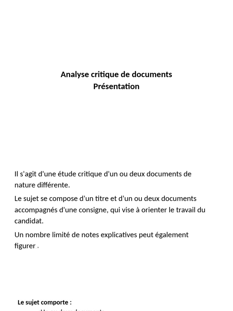 Analyse critique de documents types | PDF