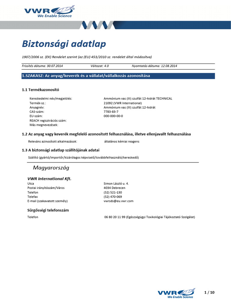 Ammónium Vas (III) Szulfát 12 | PDF