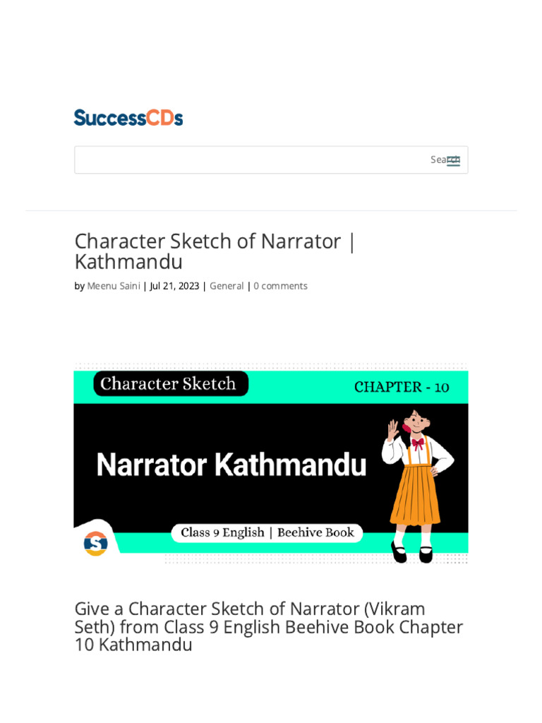 Character Sketch of Narrator - Kathmandu | PDF | English Grammar ...