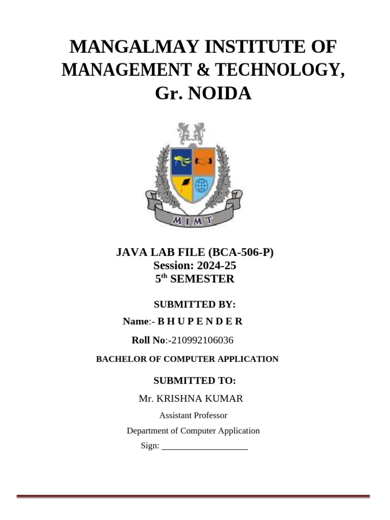DBMS Lab File-BCA-507P-1 | PDF