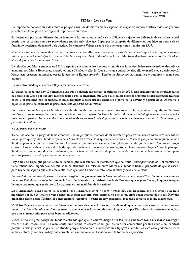 Lope de Vega: Vida y Teatro | PDF