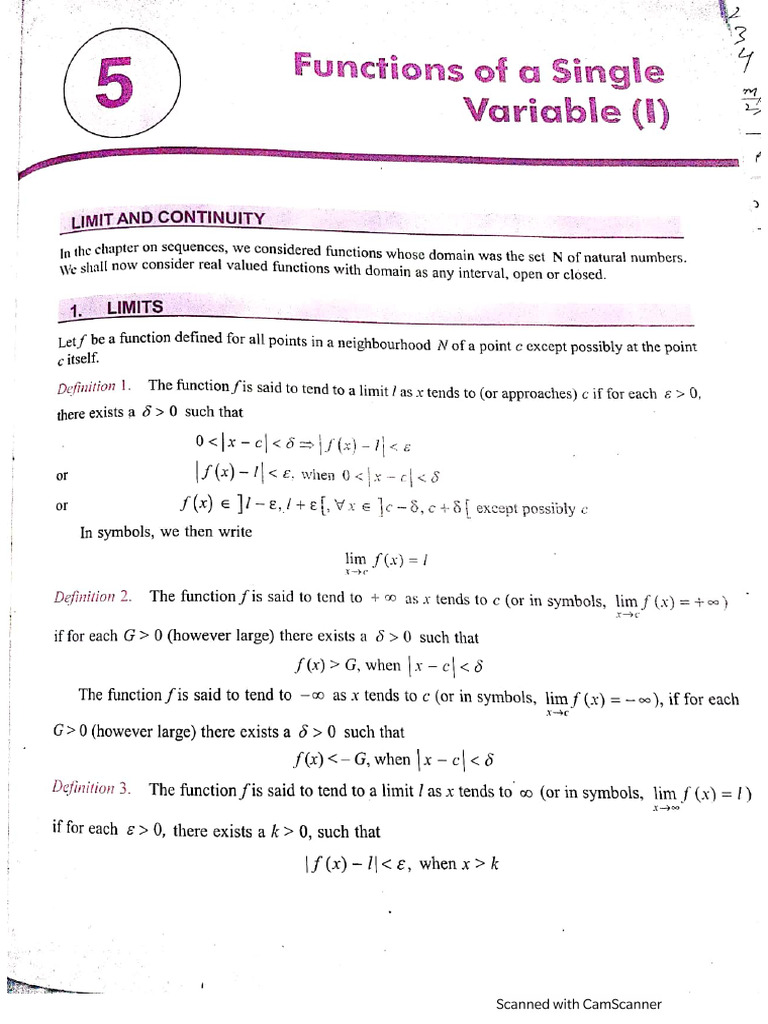 5. Functions of One Variable Malik _ Arora (1) | PDF