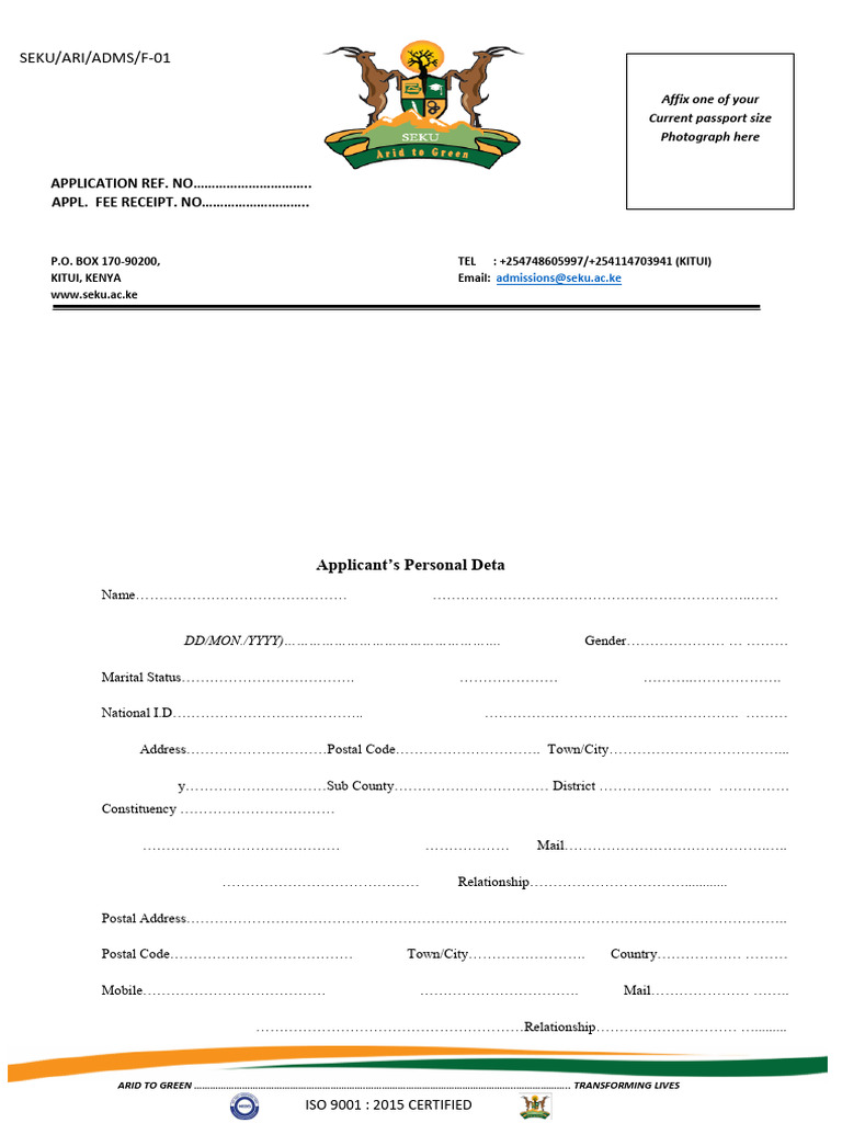 Undergraduate Application Form | PDF