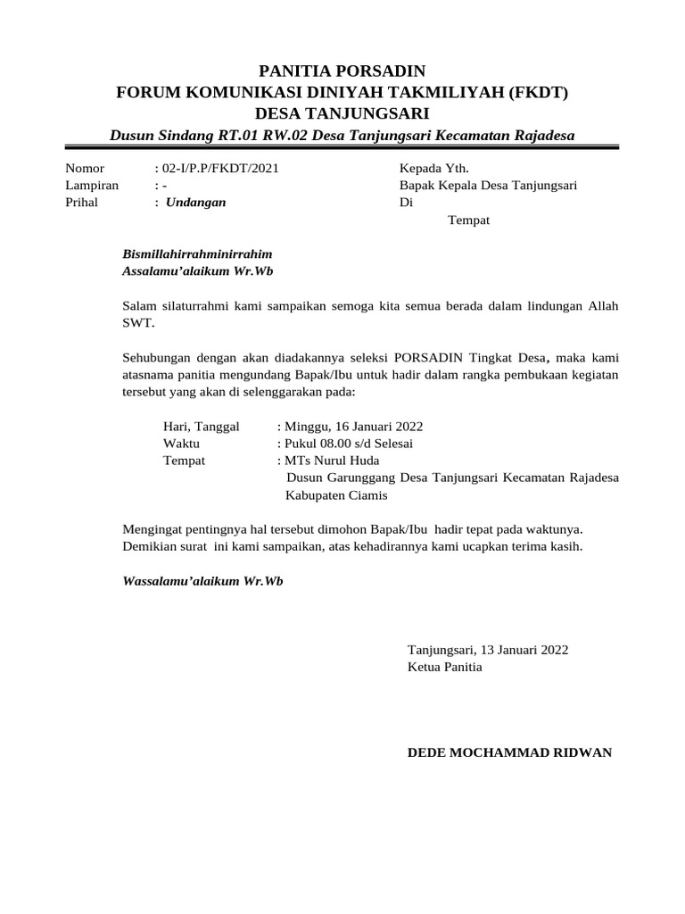 SURAT UNDANGAN RAPAT FKDT | PDF