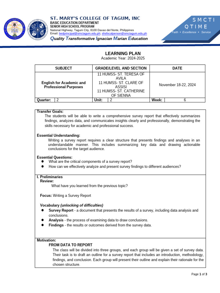 Week 6 - Writing a Survey Report | PDF | Methodology | Data