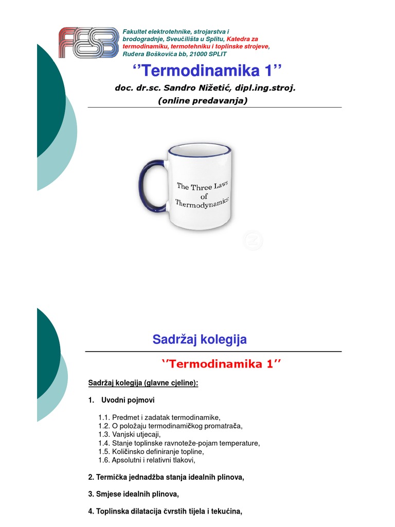 01 Uvod Predmet Termodinamike | PDF