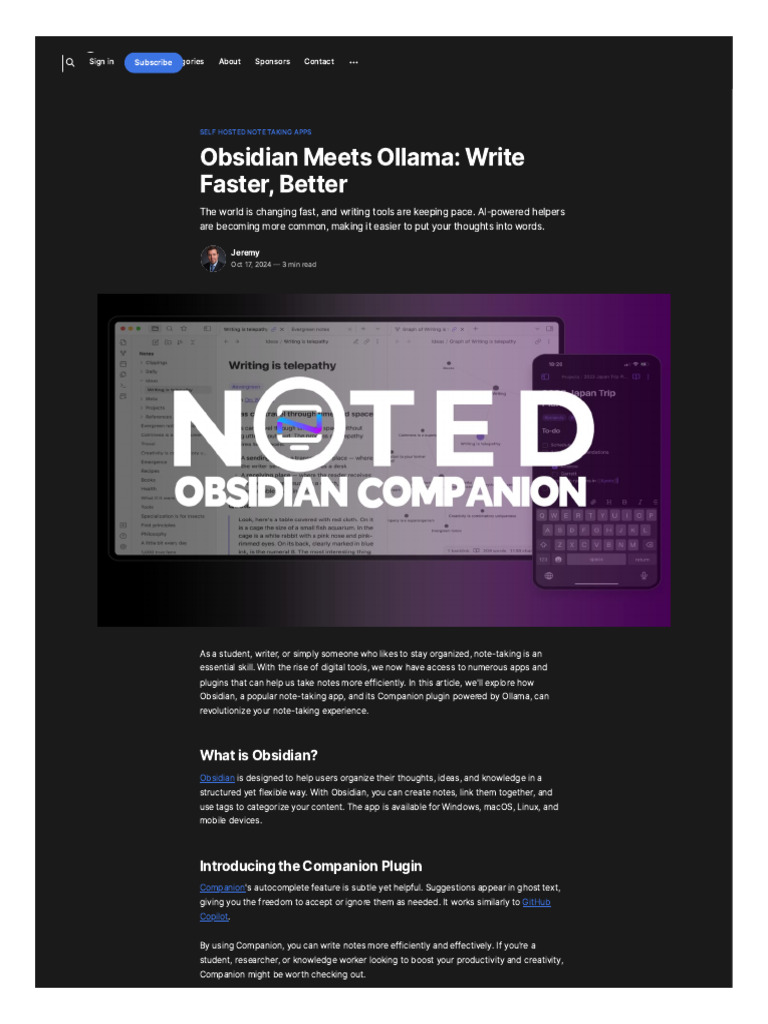 Obsidian Companion Plugin Guide | PDF | Artificial Intelligence ...