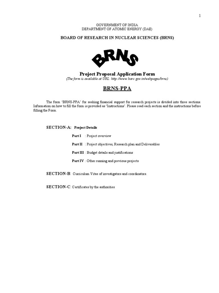 Brns-Ppa: Project Proposal Application Form | PDF | Radiation | Physics