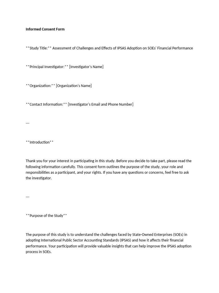 An informed consent form | PDF | Consent | Informed Consent