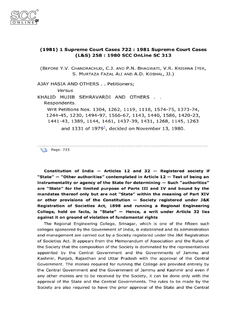 Ajay Kumar Hasia V Khalid Mujib | PDF | Federal Judiciary Of The United ...