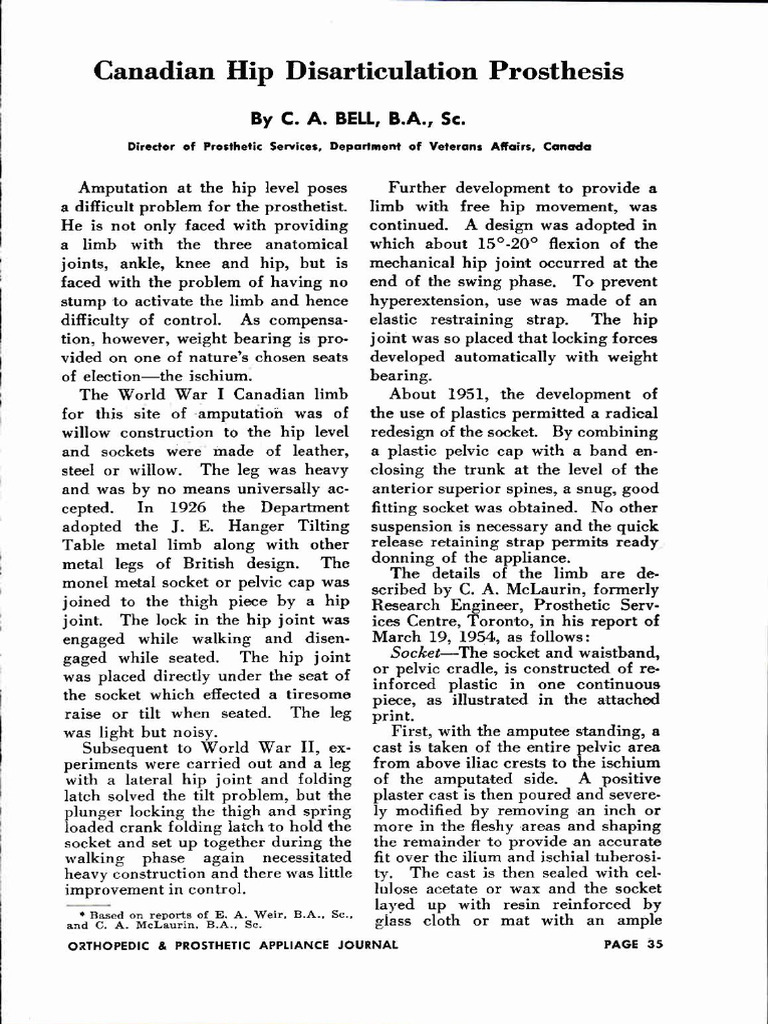 Canadian hip prostheses | PDF | Prosthesis | Hip